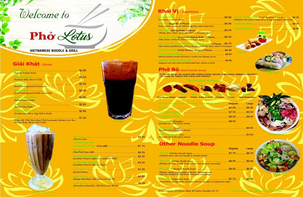 Menu at Lotus restaurant, San Juan Capistrano