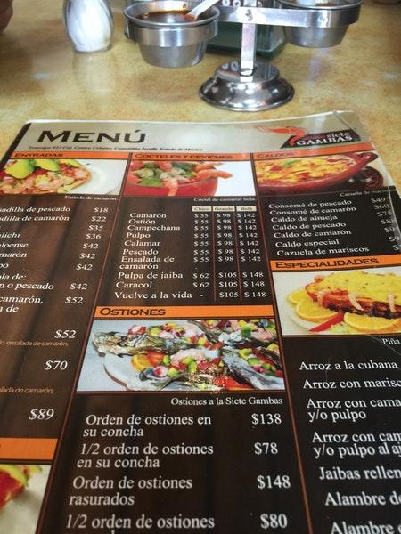 Carta del restaurante Marisqueria 7 Gambas, Cuautitlán Izcalli