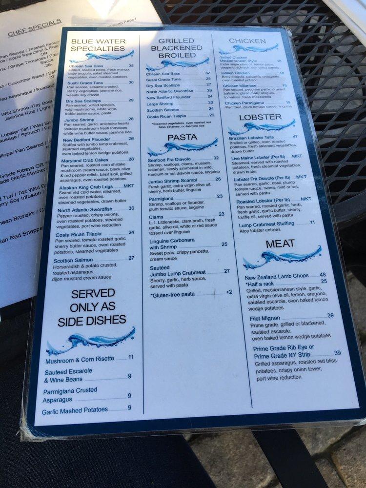 Menu at Blue Water Seafood restaurant, East Brunswick