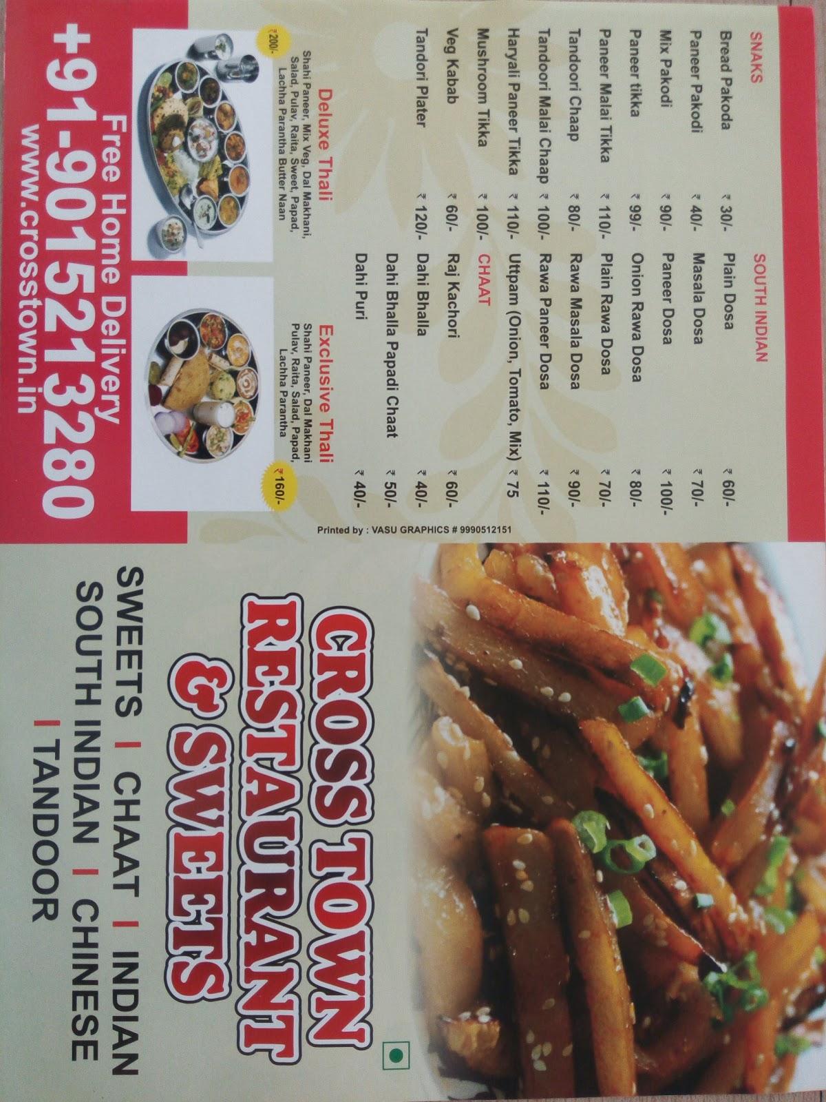Menu at Cross Town Hotel & Restaurant, Greater Noida