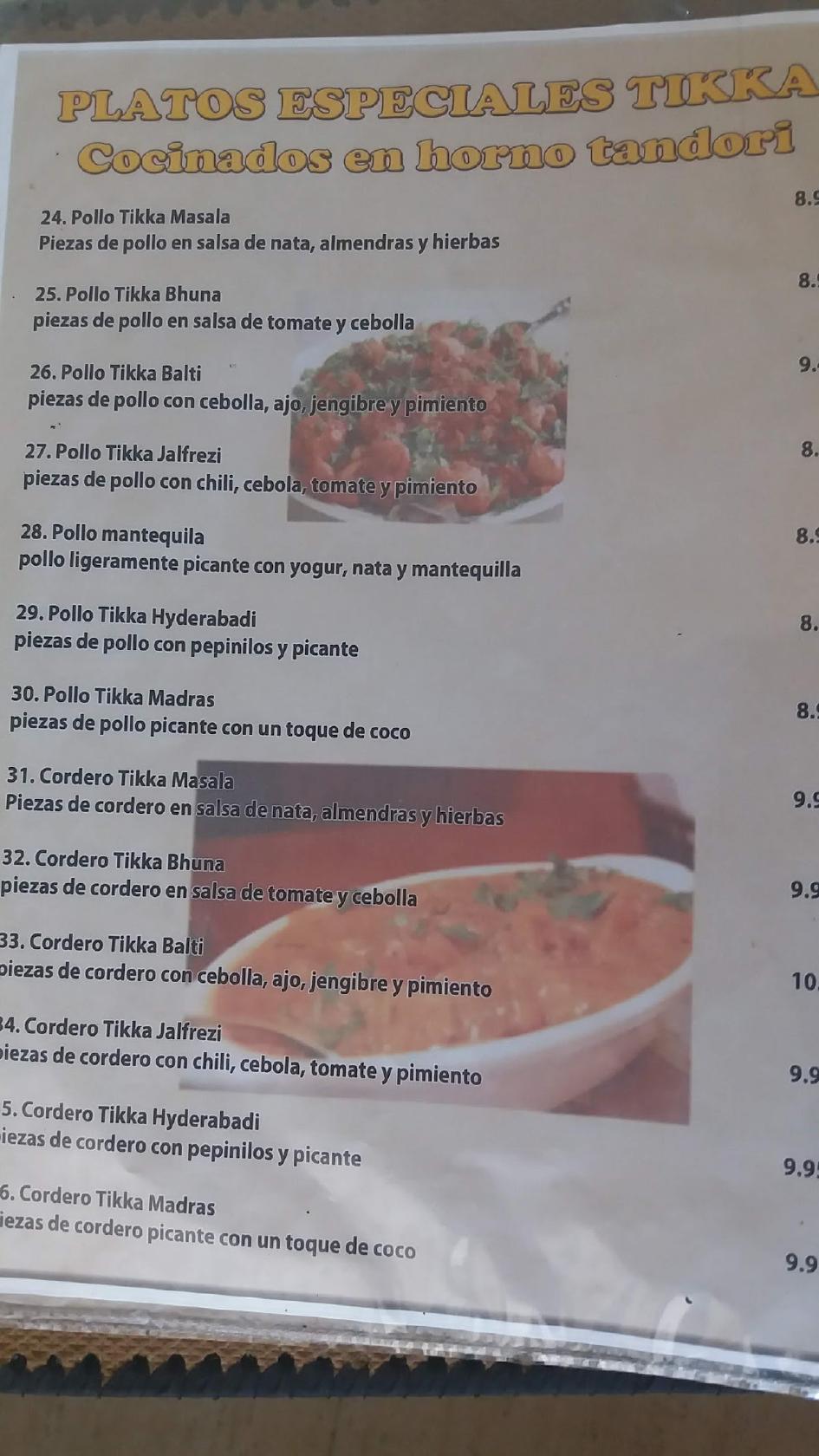 Menu at Enjoy Indian Restaurant, Torrevieja