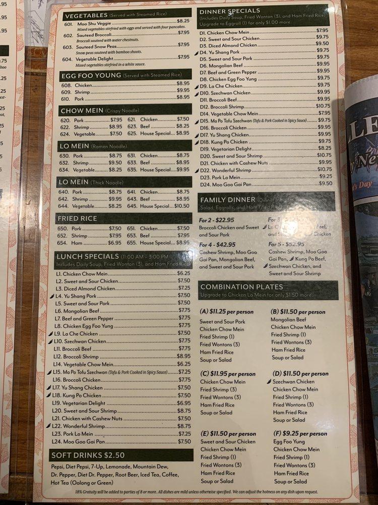 Menu at Yu’s Maple Garden Chinese Restaurant, Ogden