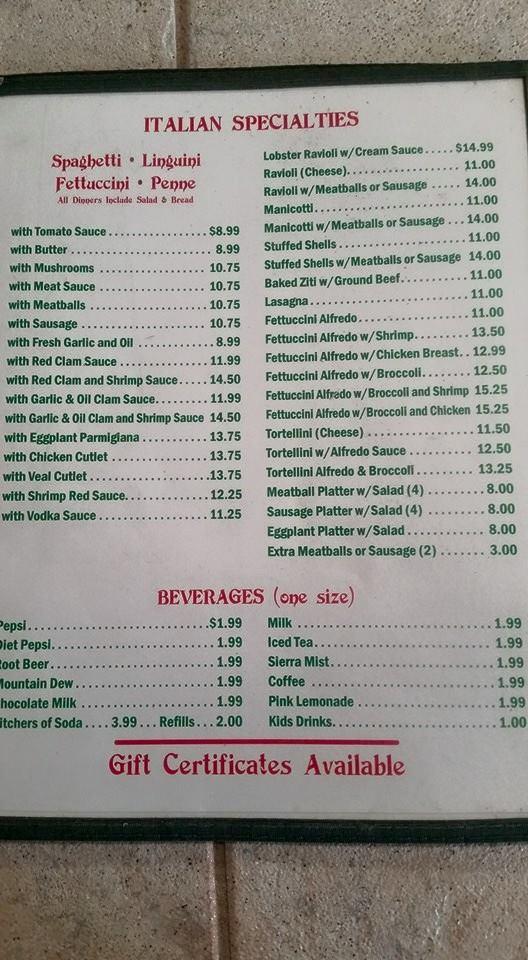 Menu at Amato's pizzeria, Selinsgrove