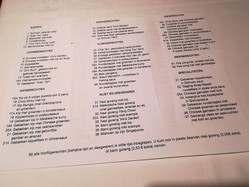 Menu at Ho'S Garden restaurant, Kalmthout