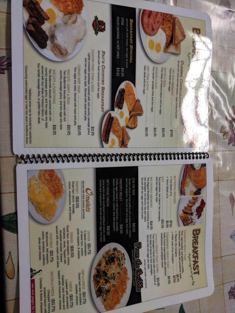 Menu at Pat's Cafe, Lacey