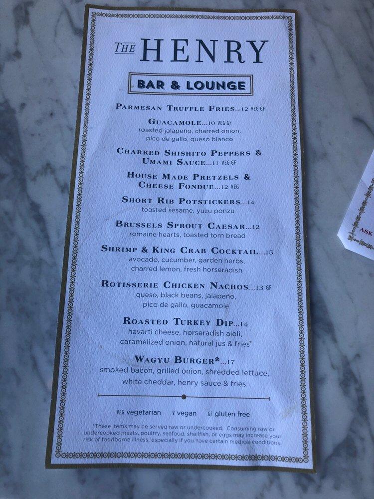 Menu at The Henry restaurant, Dallas, N Akard St Suite 250