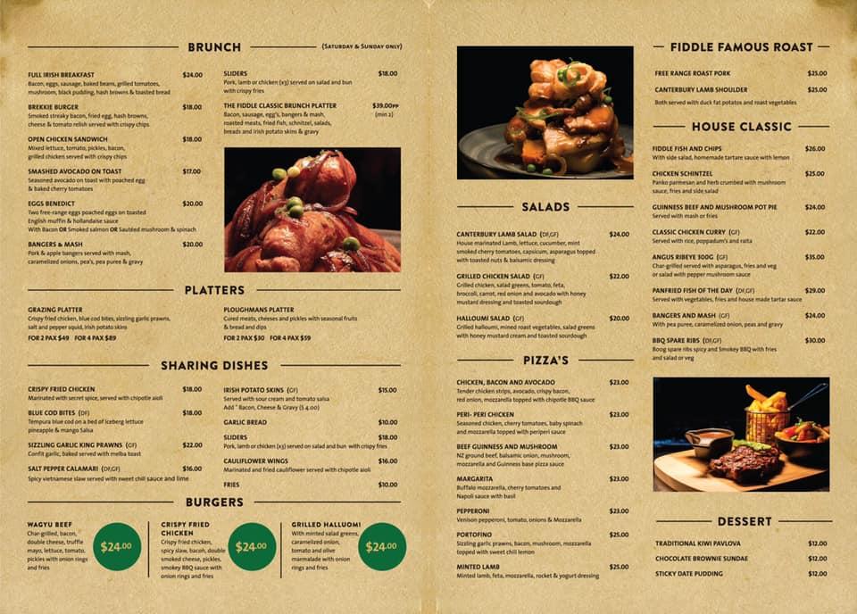 Menu at The Little Fiddle pub & bar, Christchurch