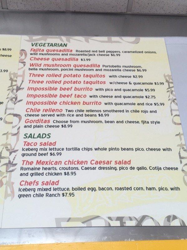 Menu at Barrio Fries Mexican food, Española