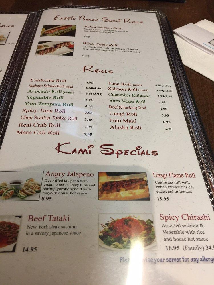 Menu at Kami Sushi restaurant, Surrey, 160 St #40