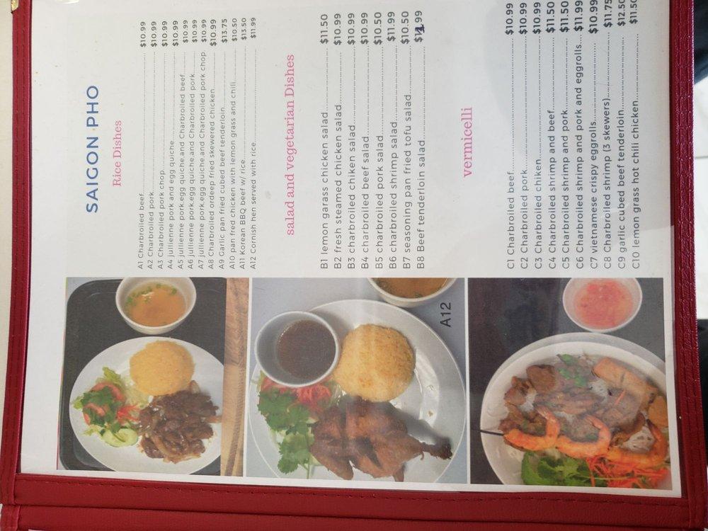 Menu at Saigon Pho Restaurant, Yuma