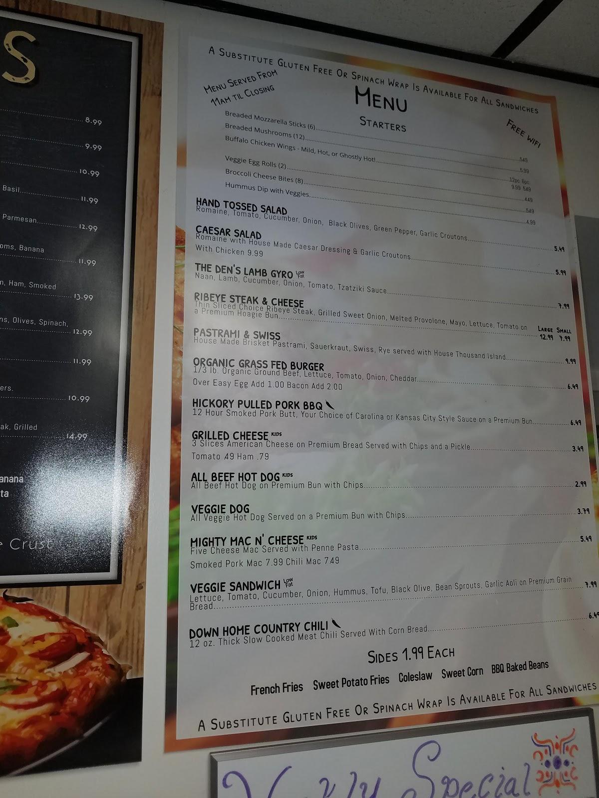 Menu at Dean's Den BBQ, USA, Frost Rd