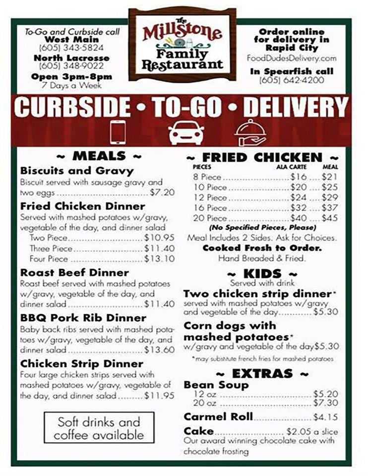 Menu at Millstone Family Restaurant, Rapid City, N Lacrosse St