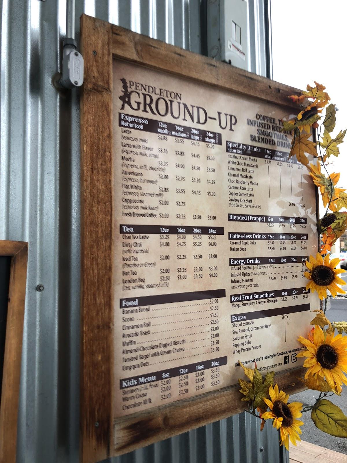 Menu at Pendleton Ground-up pub & bar, Pendleton