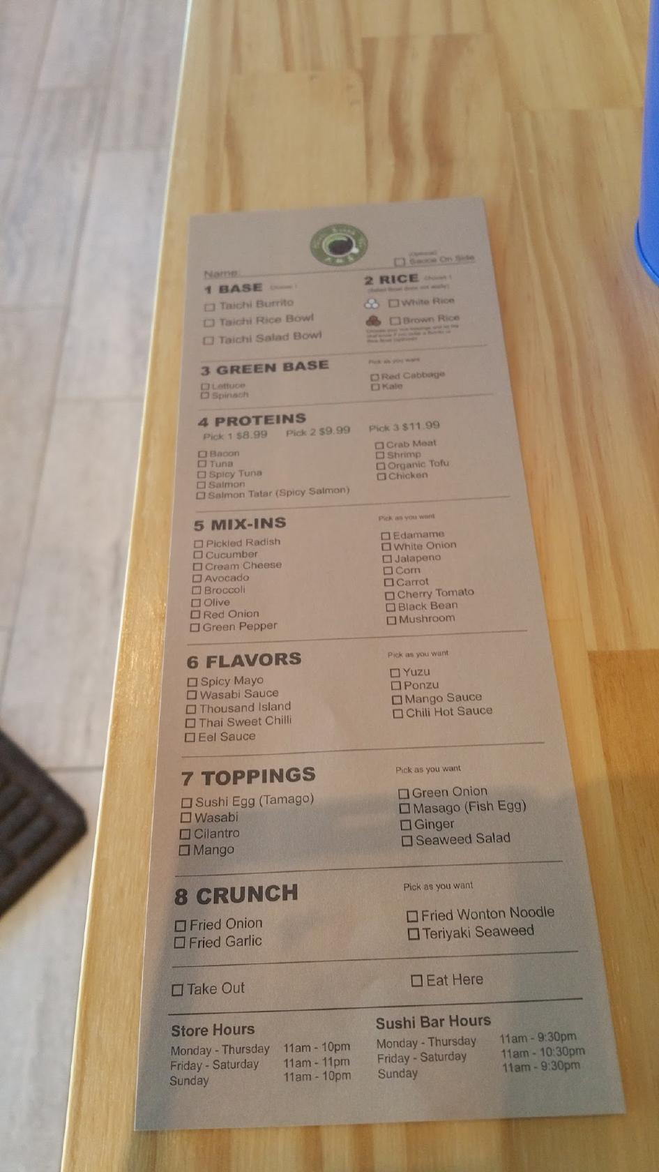 Menu at Tai Chi Bubble Tea - College Town restaurant, Rochester, Mt ...