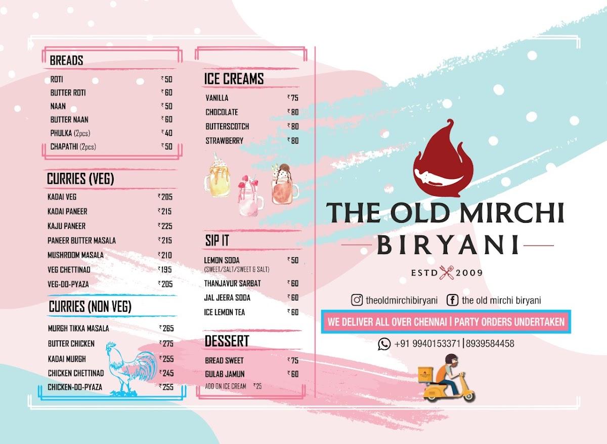 Menu at The Old Mirchi Biryani, Chennai, 2/72