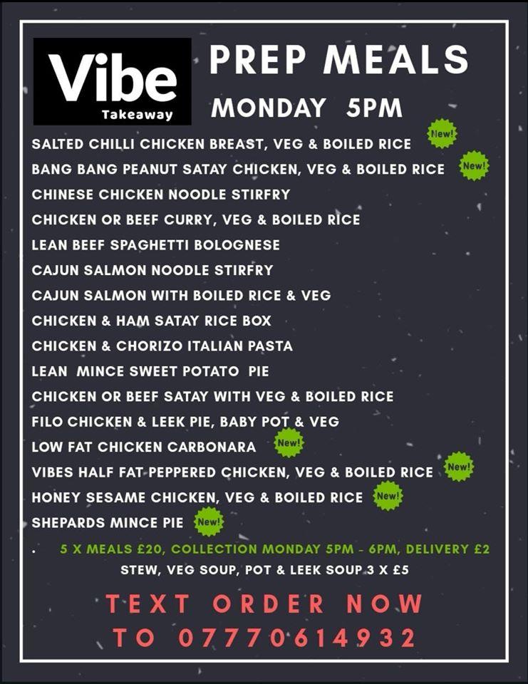 Menu at Vibe restaurant, Lurgan, 65B William St