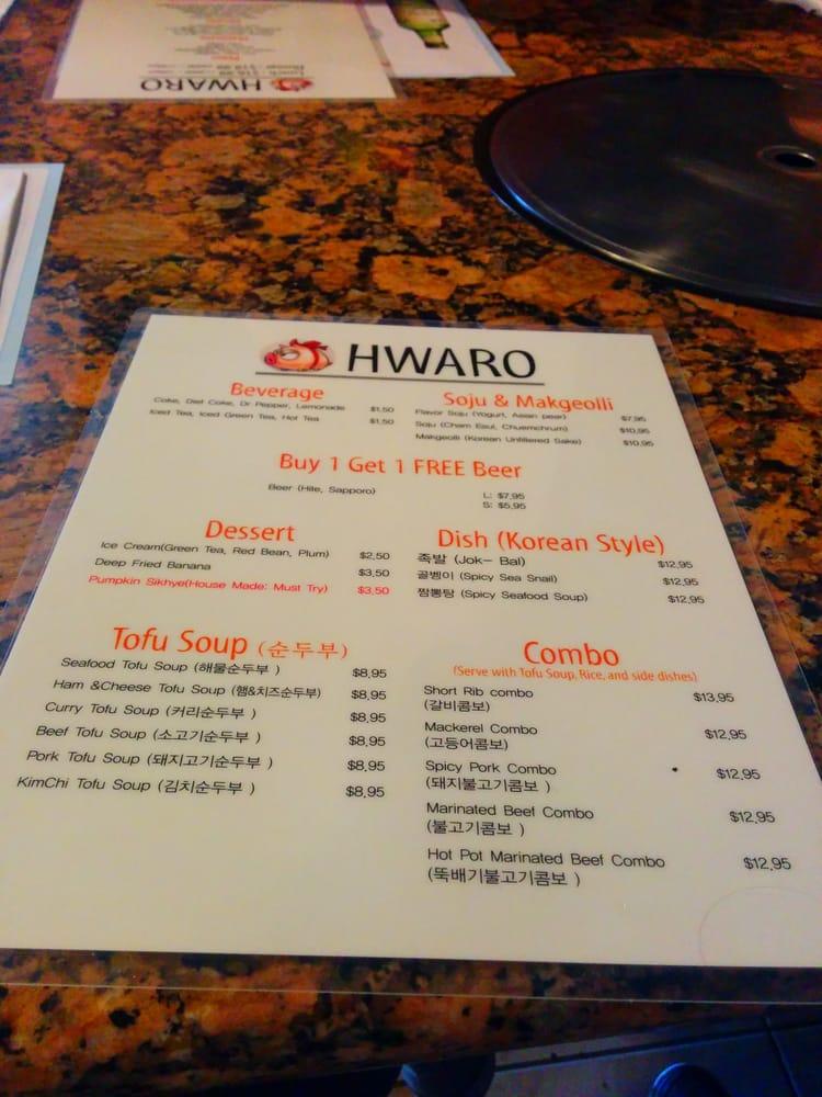 Menu at Hwaro BBQ, Las Vegas