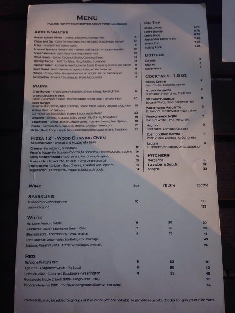 Carta del restaurante Fishbone By The Lake, Whitchurch-Stouffville