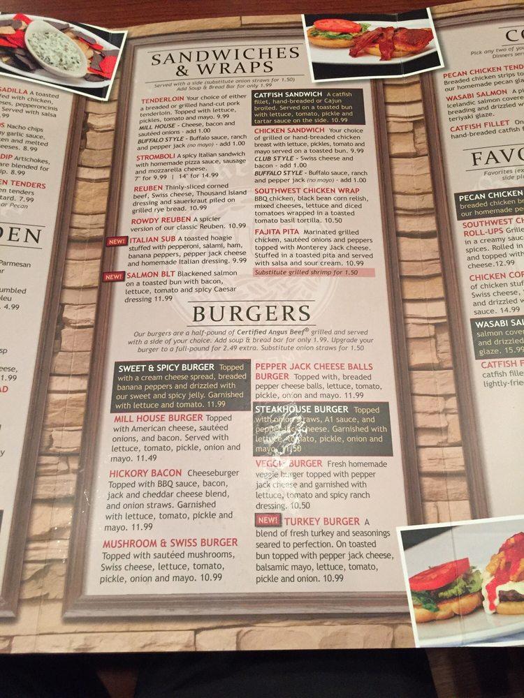 Menu at The Mill House Restaurant, Jasper