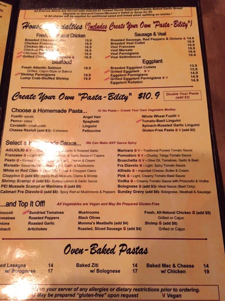 Menu at Agliolio ~ a FRESH Take on Italian pub & bar, Wellington