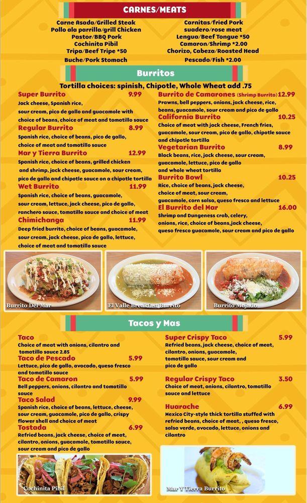 Menu at Mi Casa Café restaurant, San Rafael