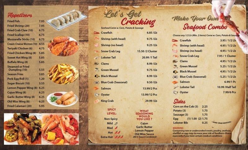 Menu at Old Miss restaurant, Greenville