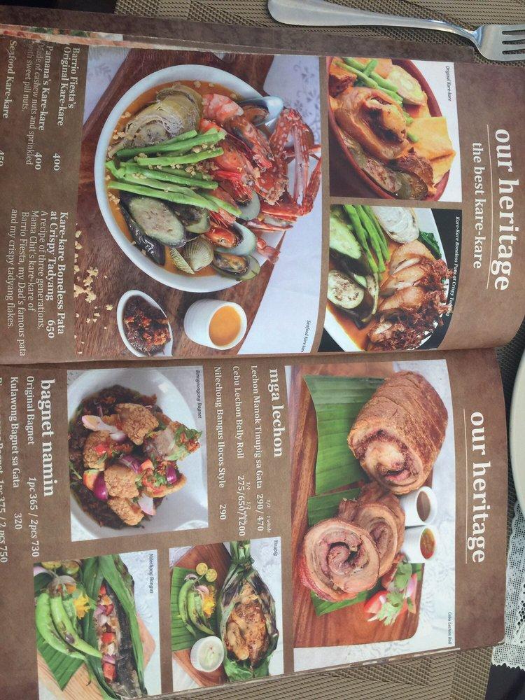 Menu at Pamana Restaurant - Tagaytay, Tagaytay
