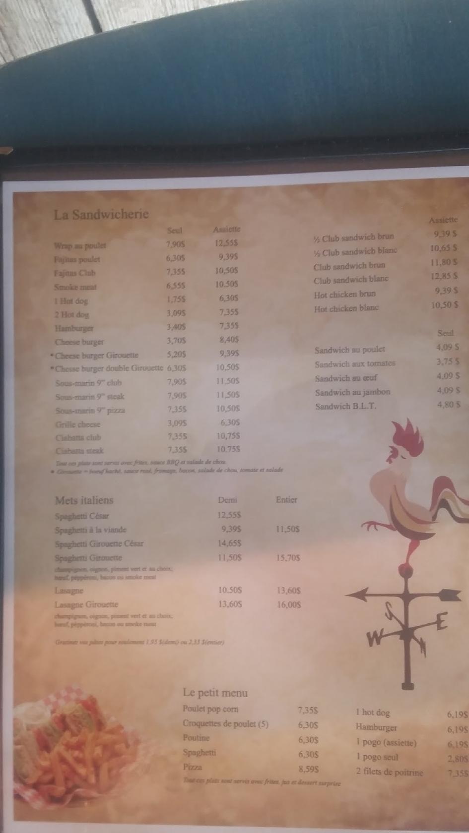 Carta del restaurante Resto La Girouette, Racine