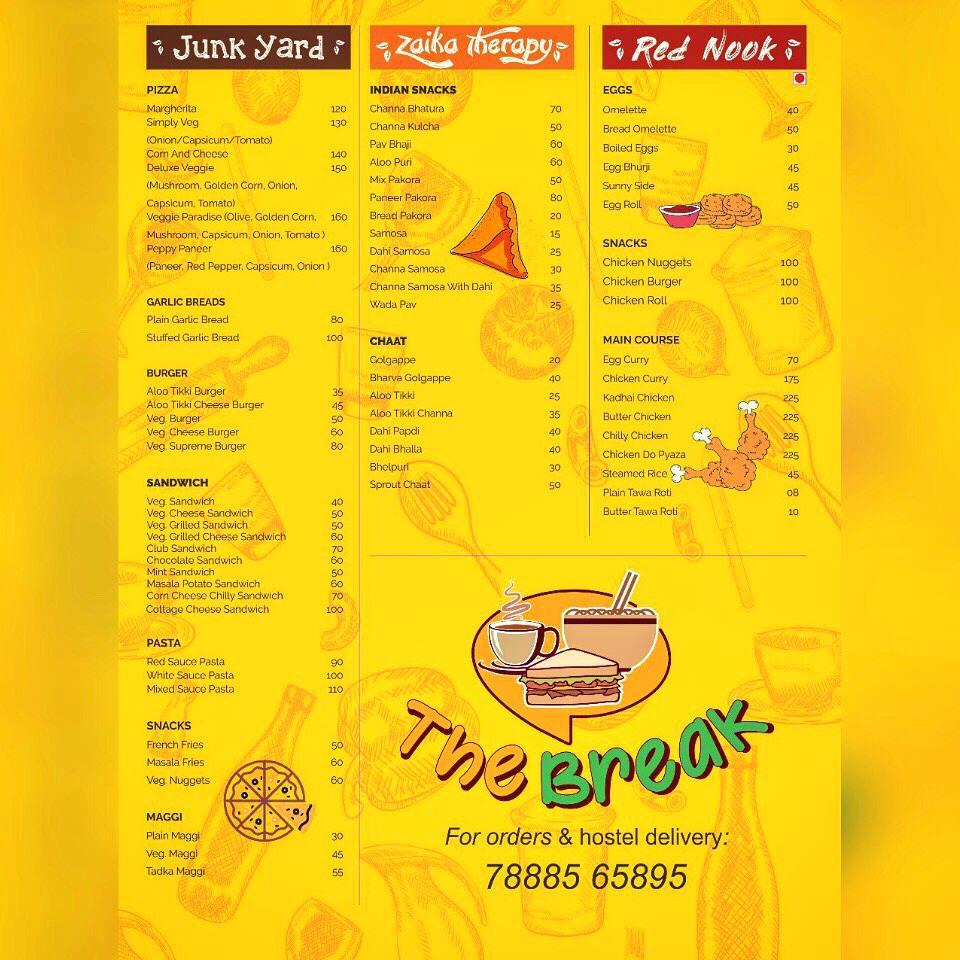 Menu at The Break, Kharar