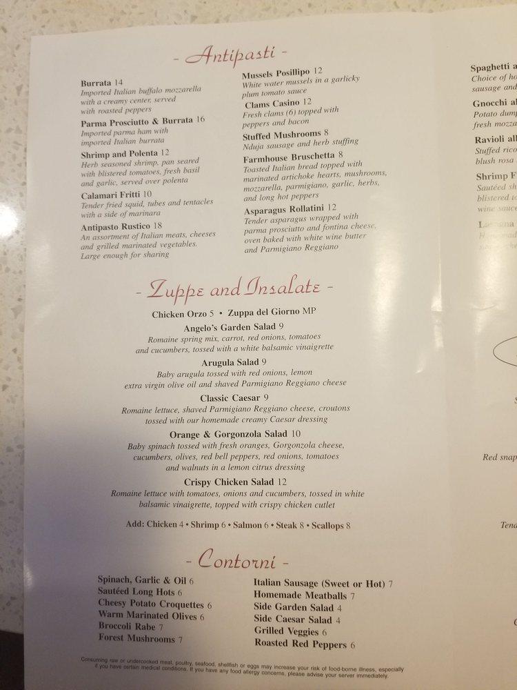 Menu at Angelo's Italian Kitchen restaurant, Maple Glen