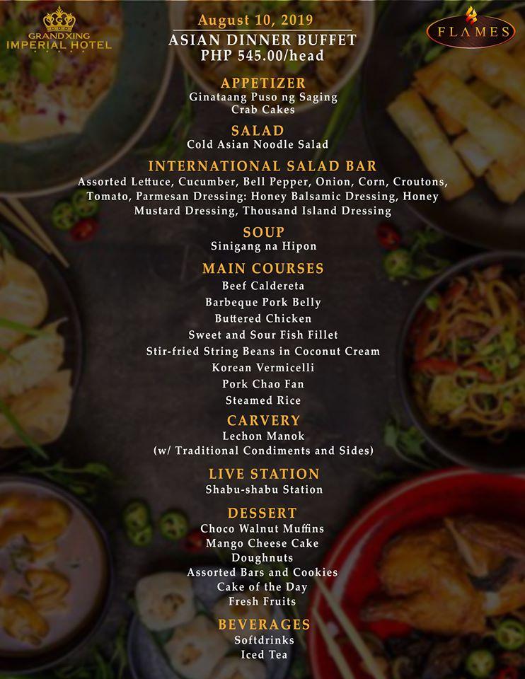 Menu at Flames Café restaurant, Iloilo City, Muelle Loney Street