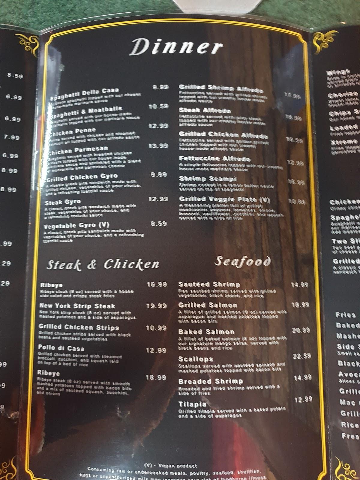 Menu at Gustavo's International Cuisine restaurant, Chillicothe