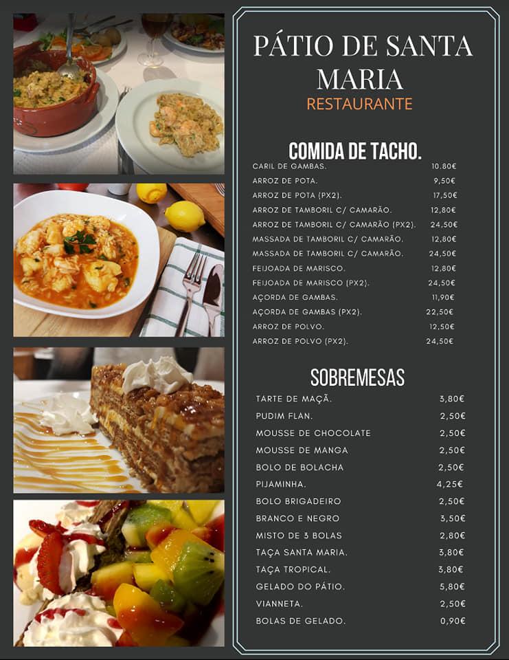 Menu em Pátio de Santa Maria restaurante, Loures, R. Dr. Adolfo Cunha Mota