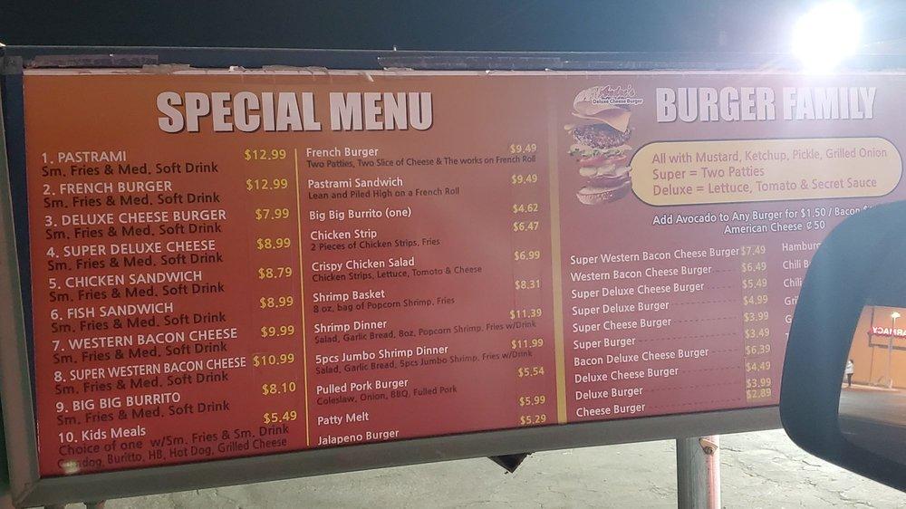 Menu at Andres Drive Inn restaurant, Bakersfield, Brundage Ln