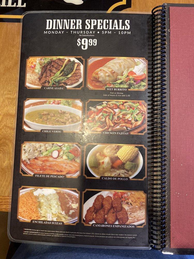 Menu at Delicias Mexican Grill restaurant, Tucson