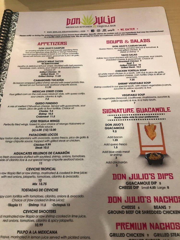 Menu at Don Julio Mexican Waterford lakes pub & bar, Orlando, Waterford ...