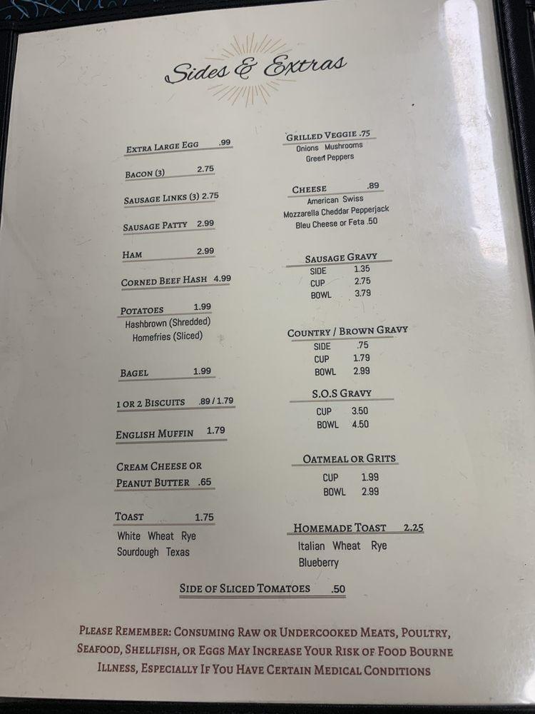 Menu at Nancy's Main Street Diner cafe, Grafton