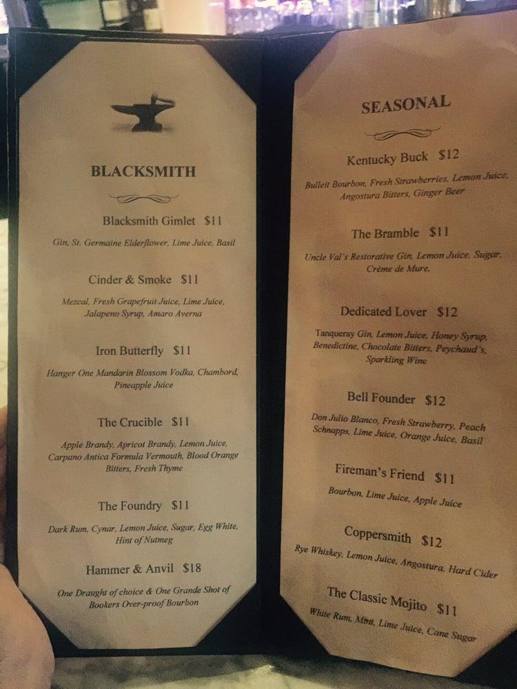 Menu at Blacksmith pub & bar, Redwood City