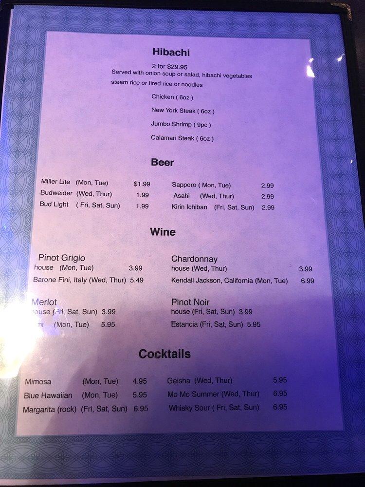 Menu at Yoko Japanese Kitchen restaurant, Cypress