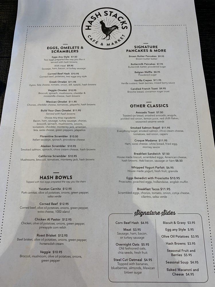 Menu at Hash Stacks Cafe & Market, Western Springs