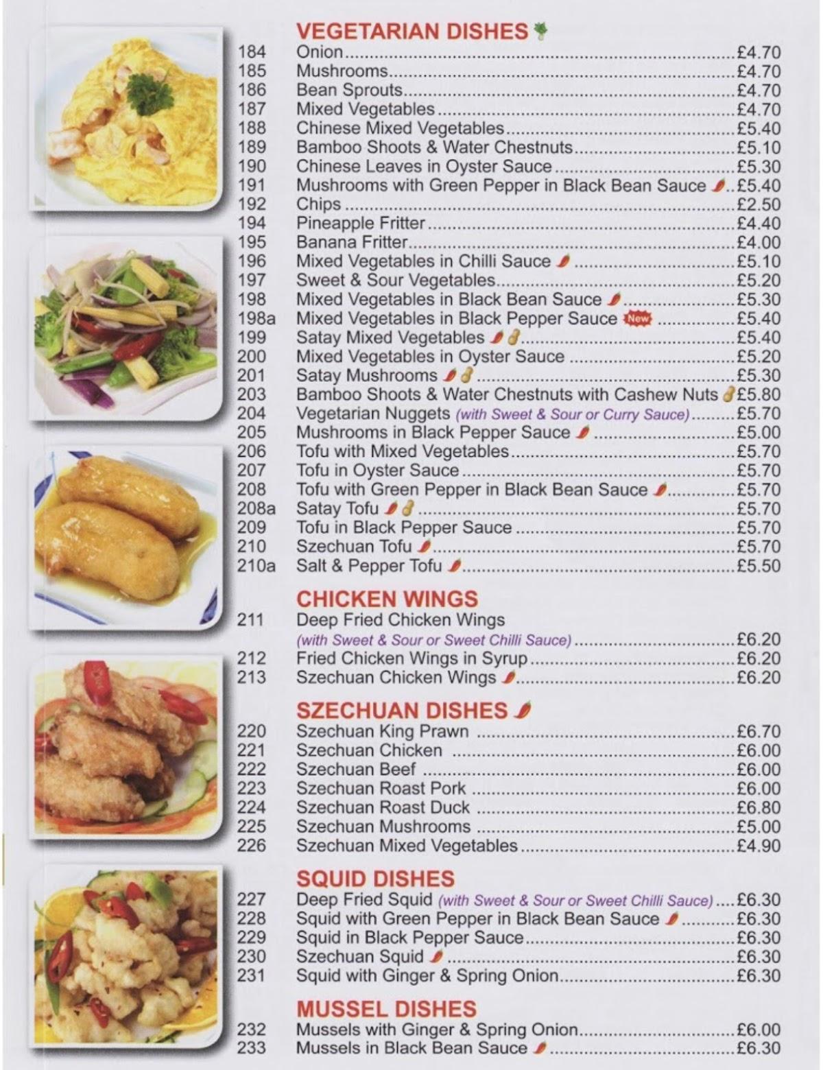 Menu at Hong Kong Chinese Food fast food, Milton Keynes