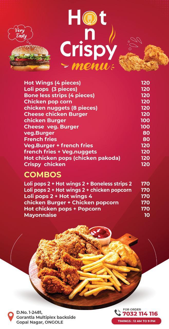 Menu at Hot N Crispy, Ongole