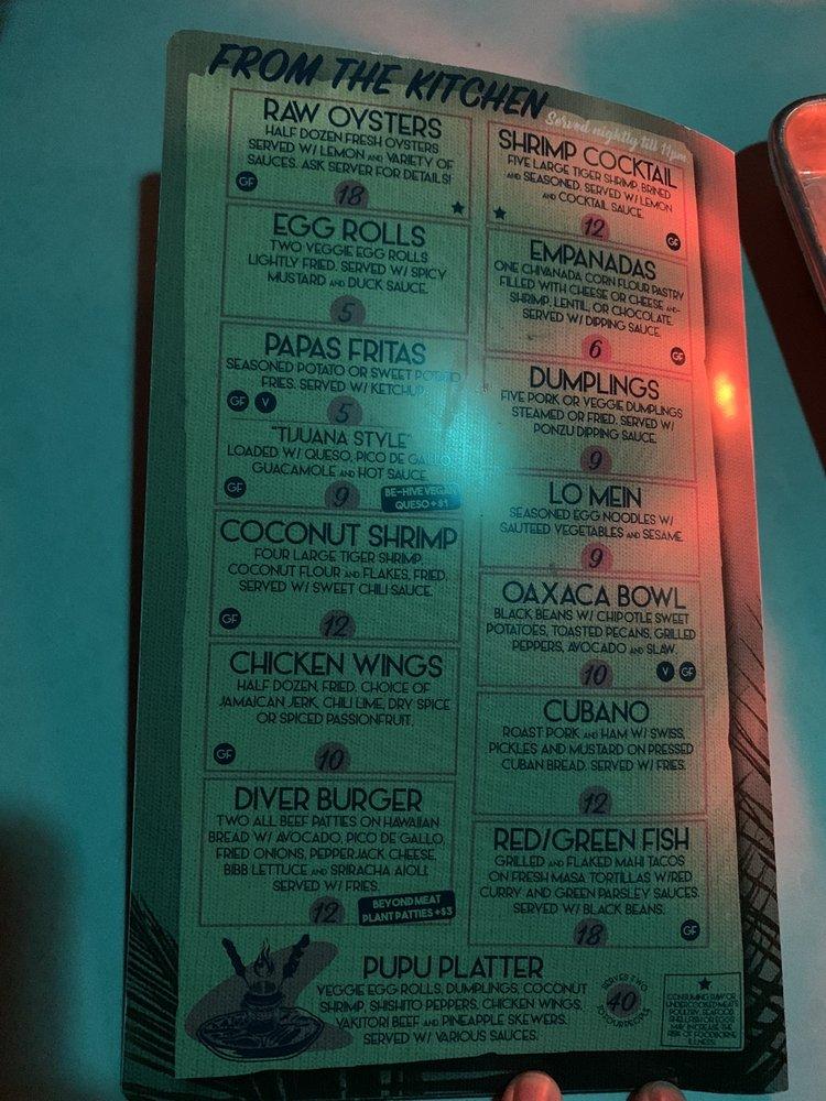 Menu at Pearl Diver pub & bar, Nashville