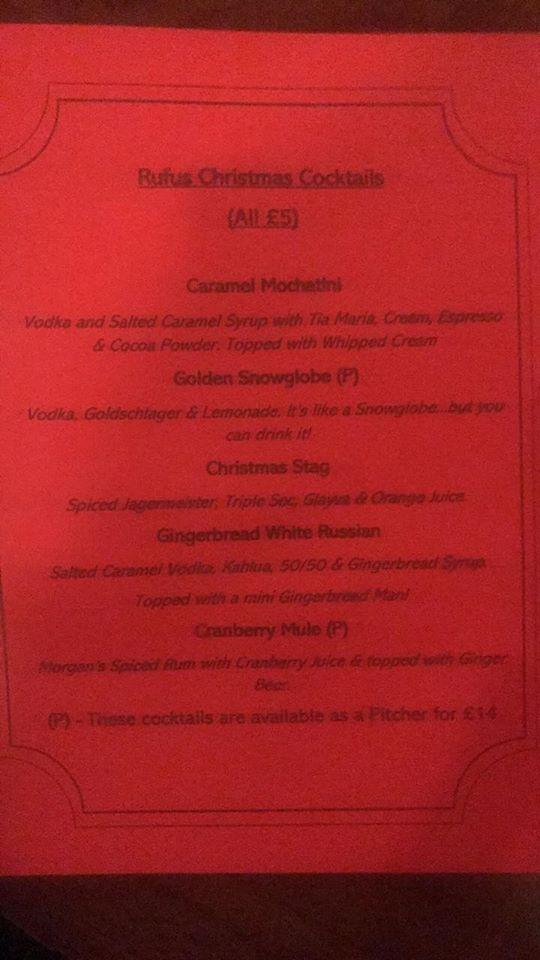 Menu at Rufus T Firefly pub & bar, Glasgow