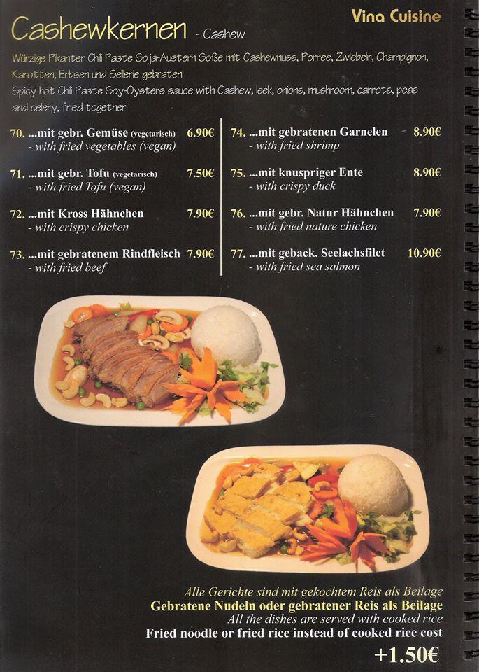 Menu at Vina Vietnam Cuisine restaurant, Weimar