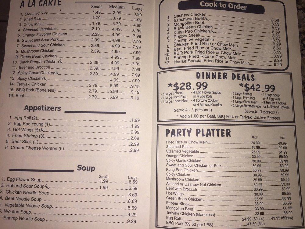 Menu at Diamond Panda restaurant, Victorville