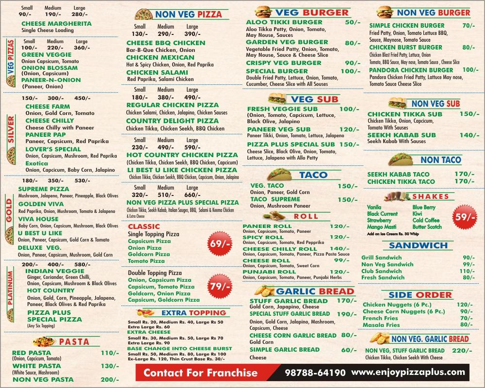 Menu at Enjoy Pizza Plus, Ajnala