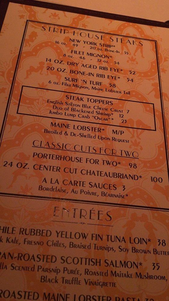 Menu at Strip House Steakhouse, Las Vegas, Las Vegas Blvd S