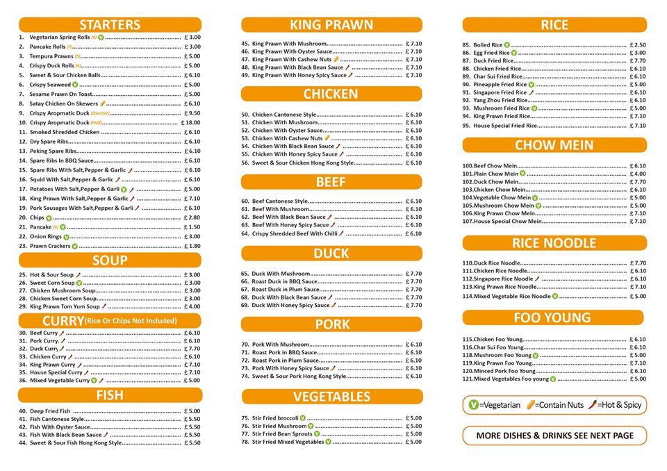 Menu at 7Wok restaurant, Exeter
