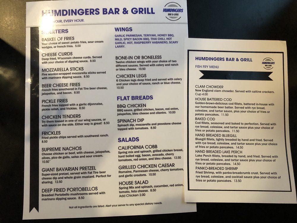 Menu at Humdinger’s Bar & Grill, Merton